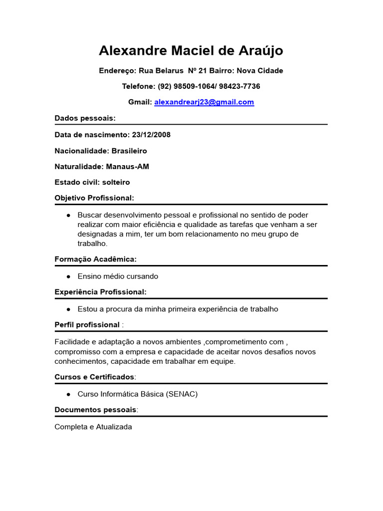 Curriculo Alexandre 1 | PDF
