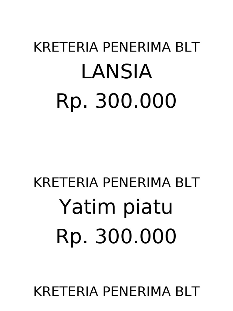Kreteria Penerima Blt.2025 | PDF