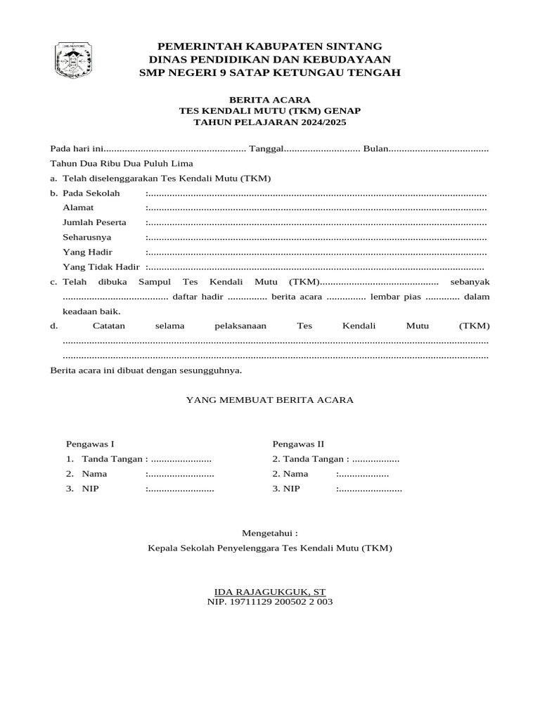 Berita Acara TKM | PDF