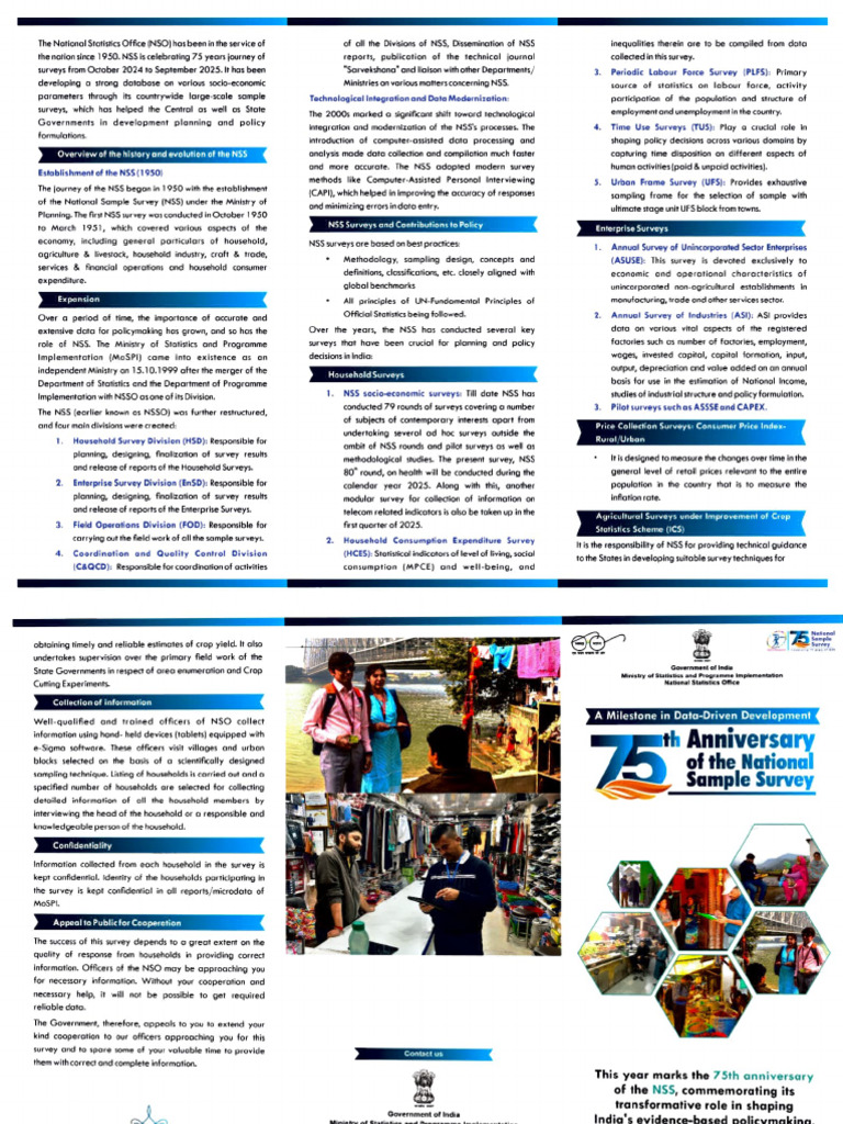 75 Years of National Sample Survey | PDF | Sampling (Statistics ...