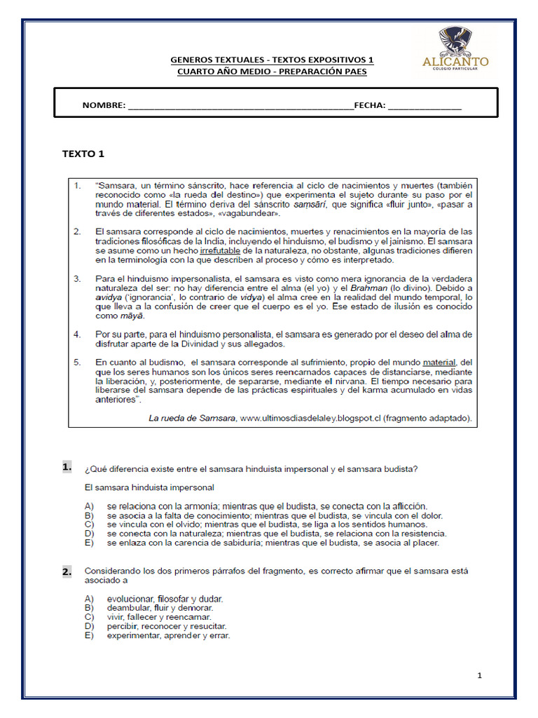 1 - Ejercicios - Textos Expositivos 1 CPA 2024 | PDF