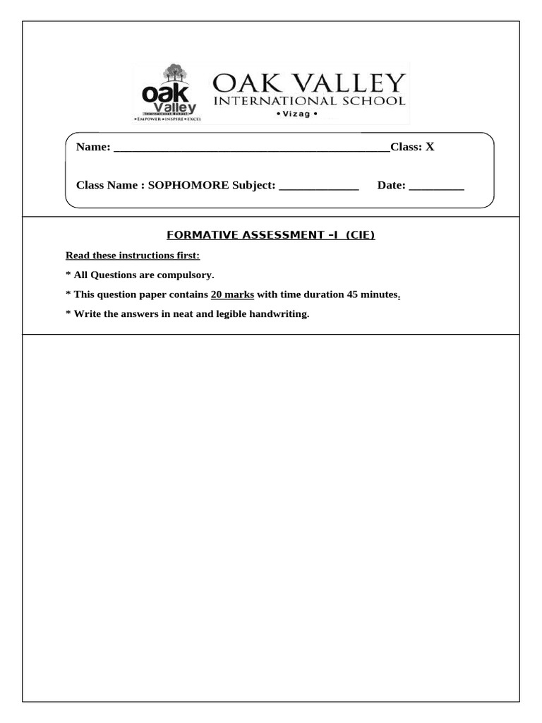 F.A1 10 CIE SCIENCE QP 2025-26 | PDF