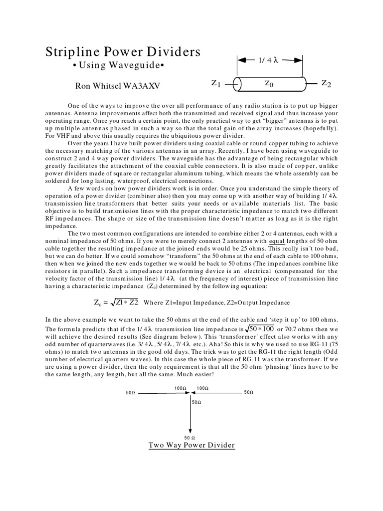 RF Antenna Power Dividers | PDF | Transmission Line | Antenna (Radio)