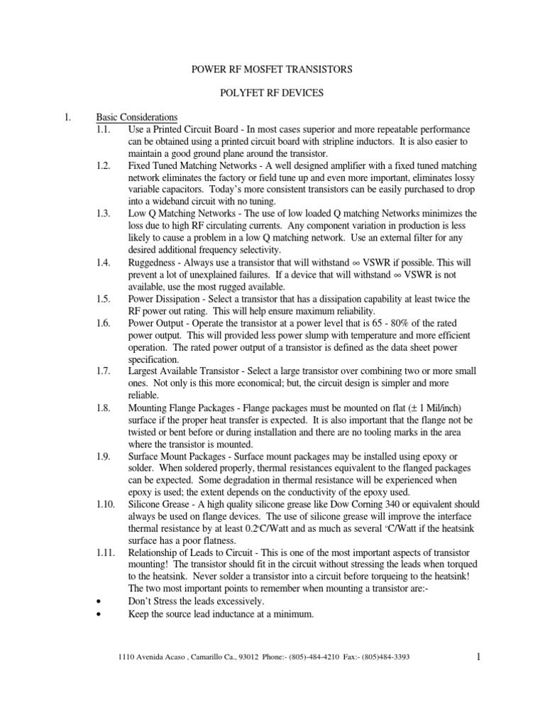 RF Mosfet Basics | PDF | Field Effect Transistor | Capacitor