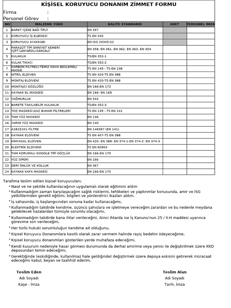 Kkd Zimmet Formu | PDF