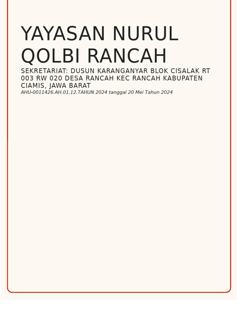 tujuan dan program kerja yayasan | PDF
