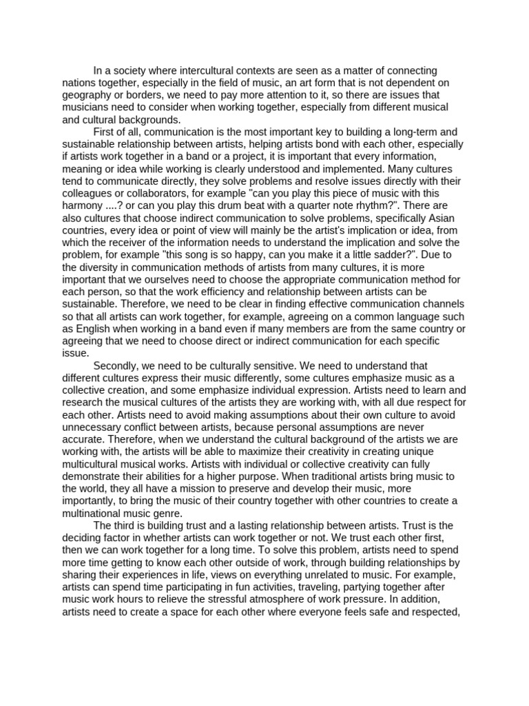 In a society where intercultural contexts are seen as a matter of ...