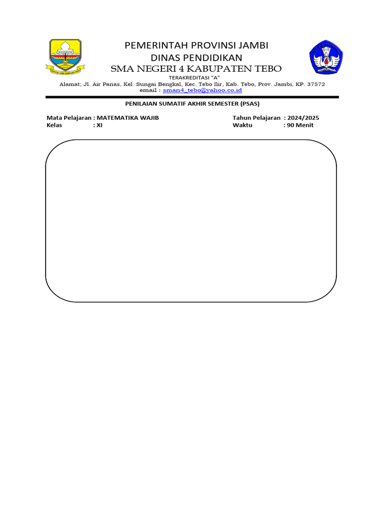 KOP SOAL Penilaian Sumatif Akhiir Semester | PDF