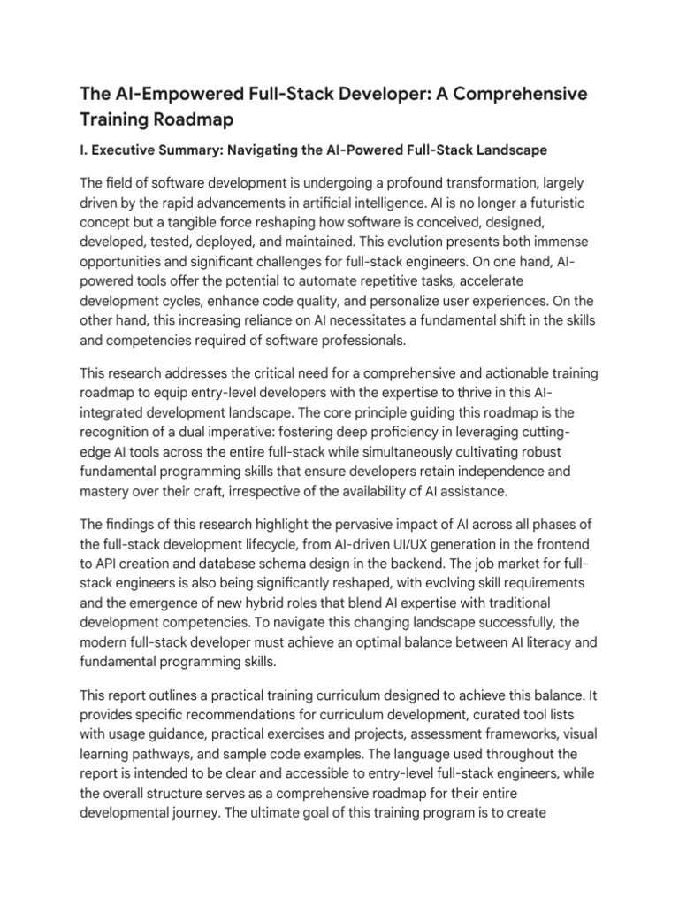 AI-Empowered Full-Stack Developer Roadmap | PDF | Artificial ...