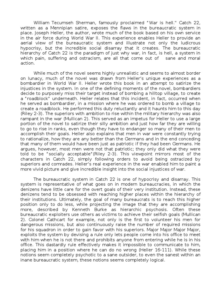 How Catch-22 Satirized the Absurdity of Bureaucracy in War | PDF ...