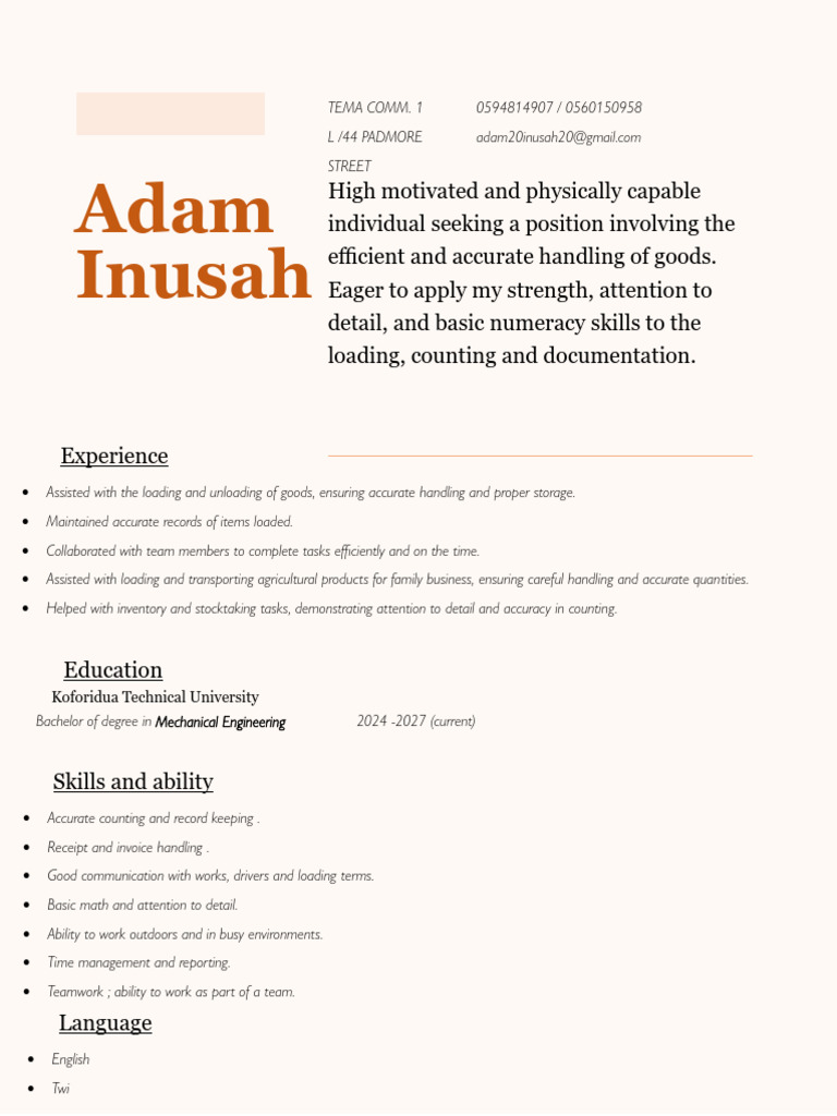 Adam cv | PDF