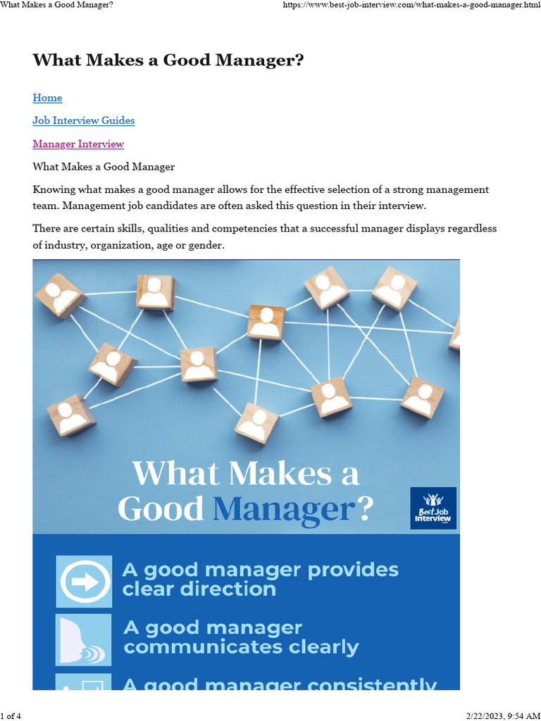 What Makes A Good Manager | PDF | Communication | Job Interview
