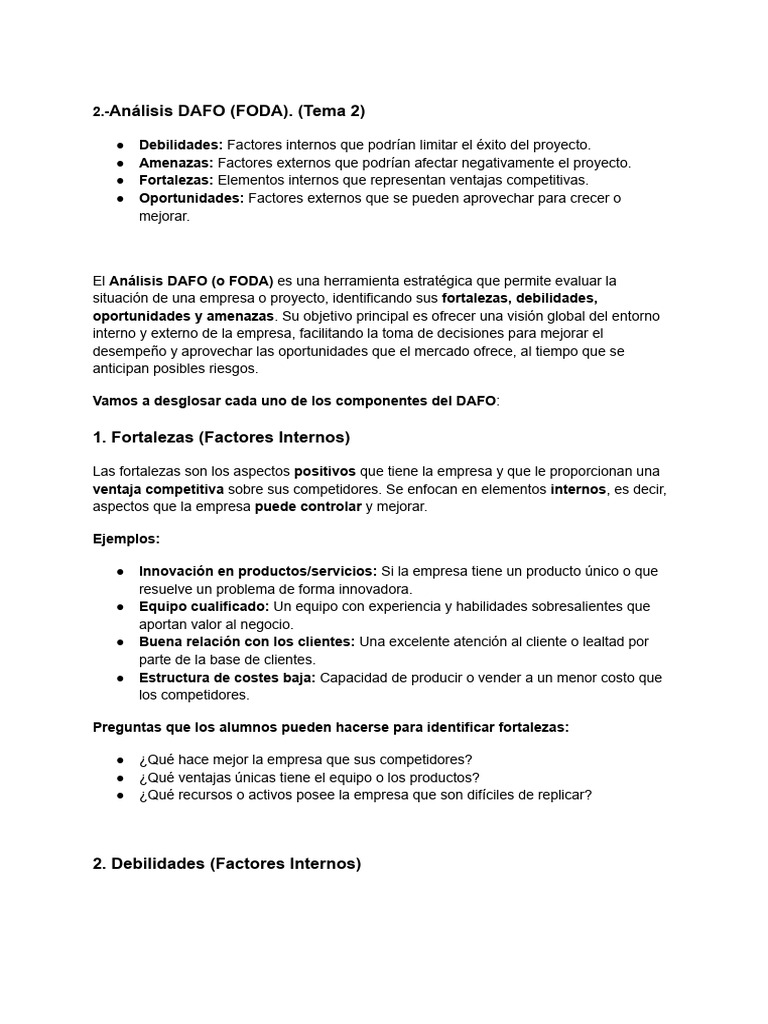 Ficha UT 2 DAFO | PDF | Análisis FODA | Business