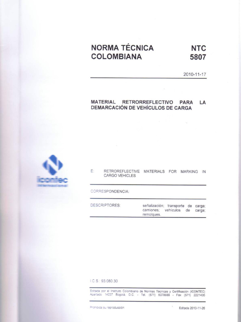 Norma Tecnica Colombiana 5807 1 2 | PDF