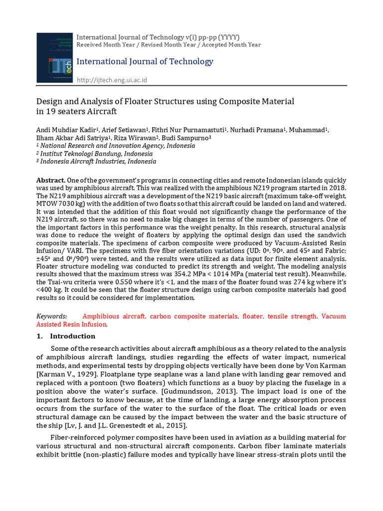 Composite Floater Design for N219 Aircraft | PDF | Composite Material ...