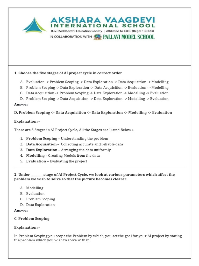AI Project Cycle: Stages and Scoping | PDF | Artificial Intelligence ...