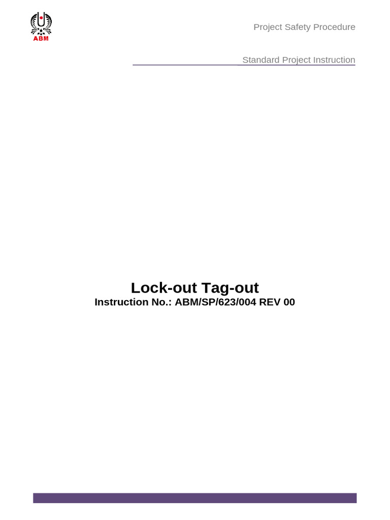 Abm Hse 004-Lock-Out-Tag-Out | PDF | Occupational Safety And Health | Safety
