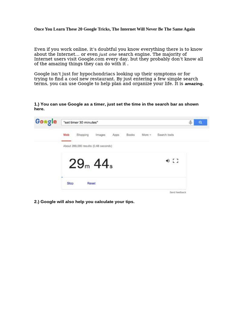 Once You Learn These 20 Google Tricks | PDF