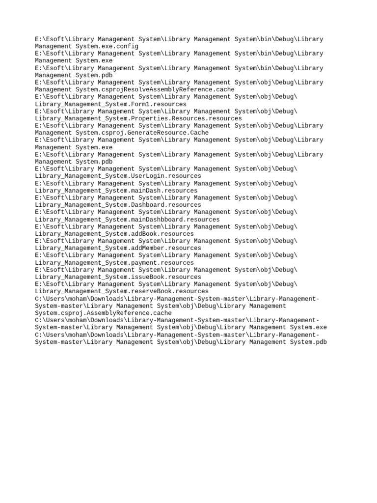 Library Management System - csproj.FileListAbsolute | PDF