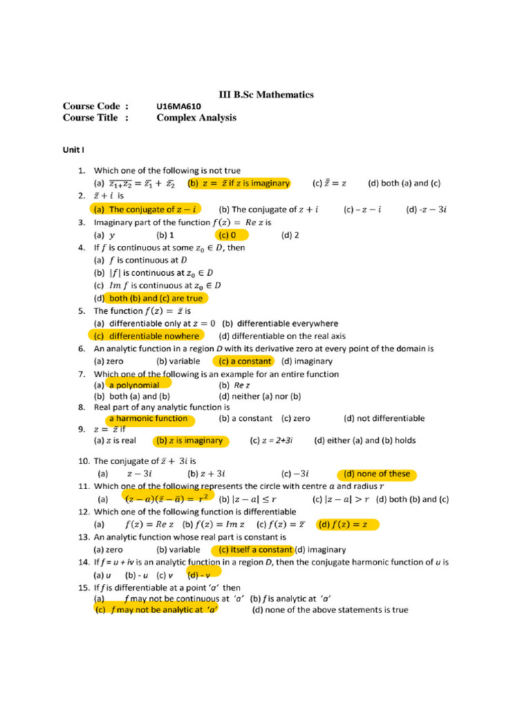 Complex QB - Unit I-III (Marked) | PDF