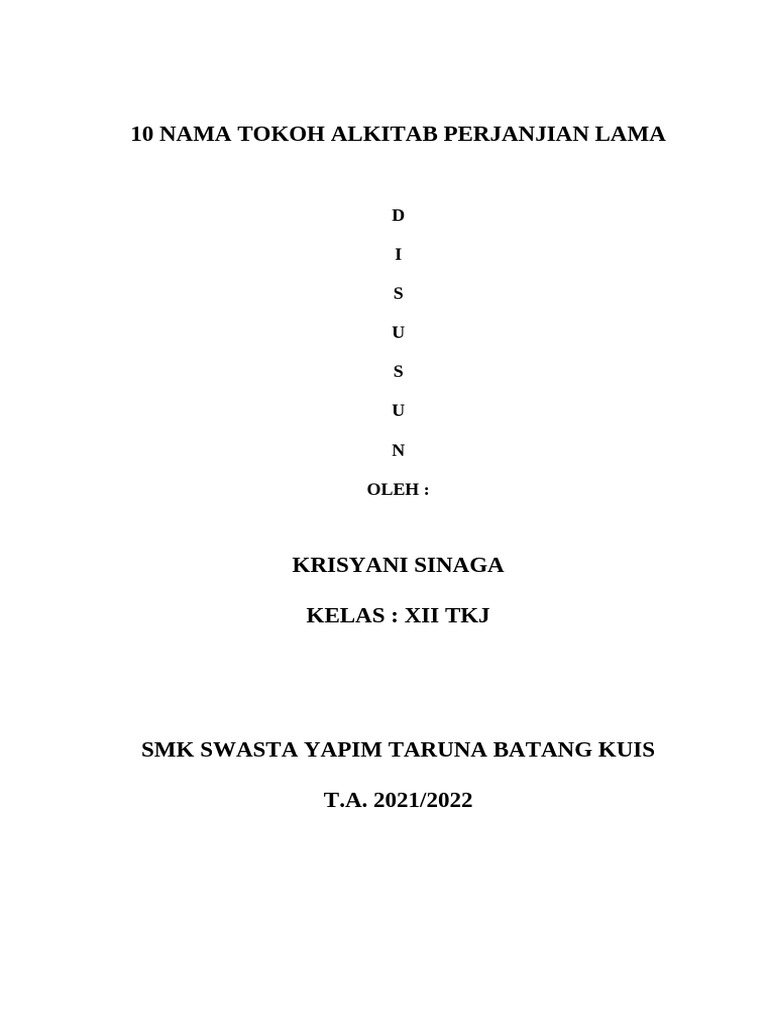 10 Nama Tokoh Alkitab Perjanjian Lama | PDF