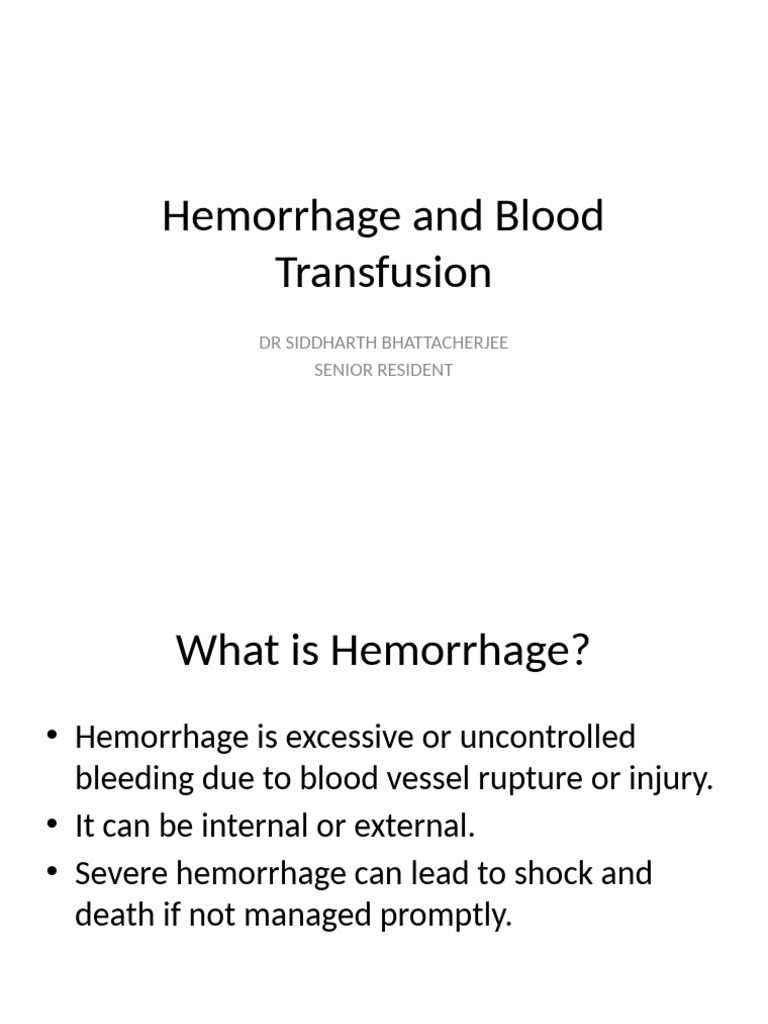 Hemorrhage Blood Transfusion Hemophilia | PDF | Bleeding | Haemophilia