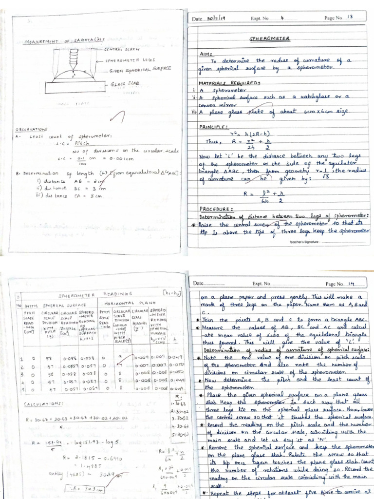 Expt 3 SPHEROMETER | PDF