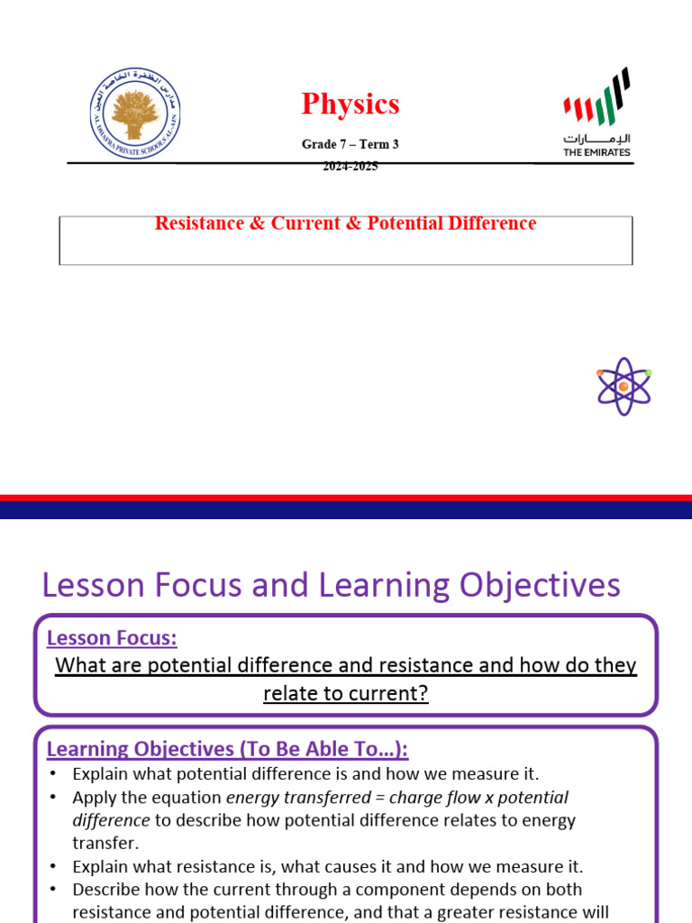 Current & Resistance & Potentinal Difference | PDF | Voltage | Electric ...