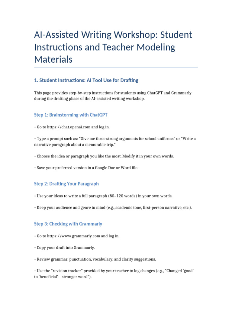 AI-Assisted Writing Workshop Materials | PDF