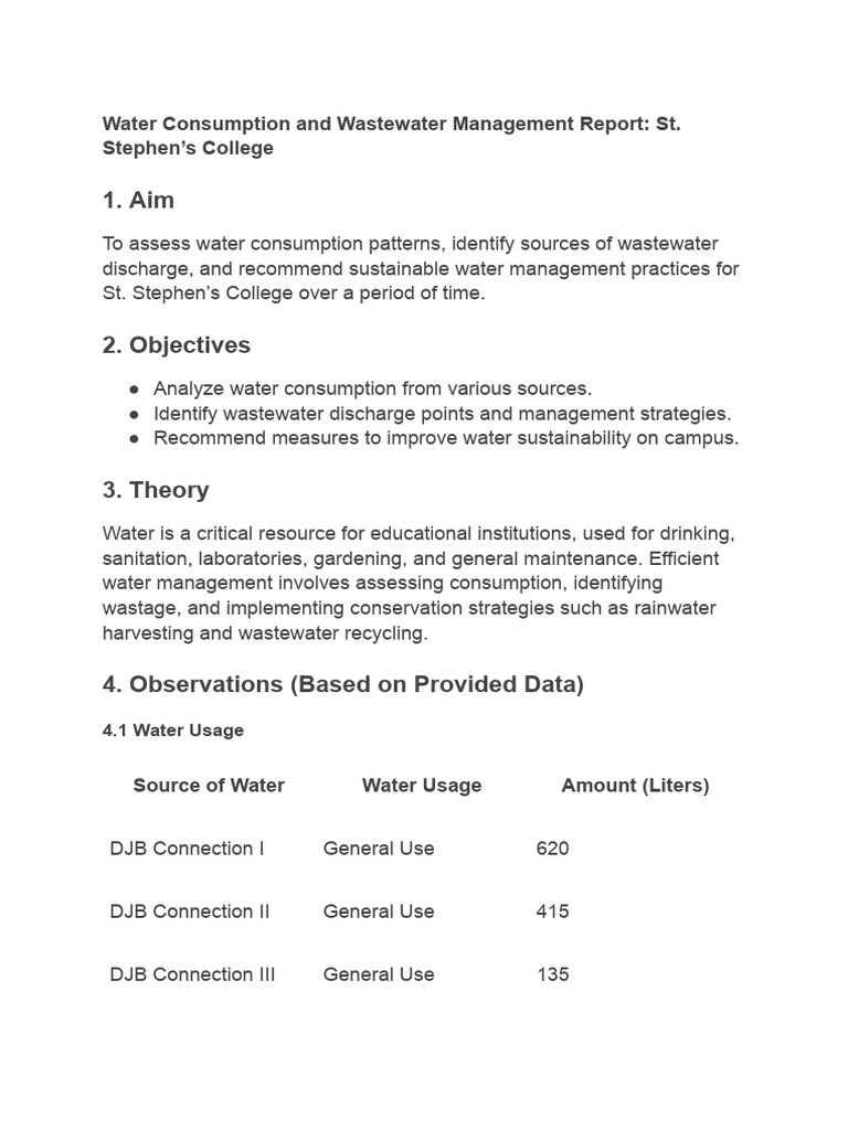 Water Consumption and Wastewater Management Report - ST | PDF | Water ...