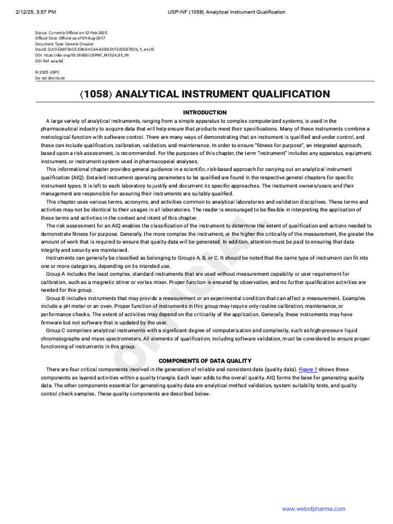 Analytical Instrument Qualification Guide | PDF | Verification And ...