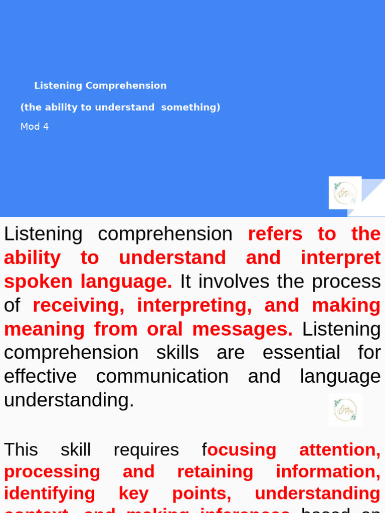 Mastering Listening Comprehension Skills | PDF | Nonverbal ...