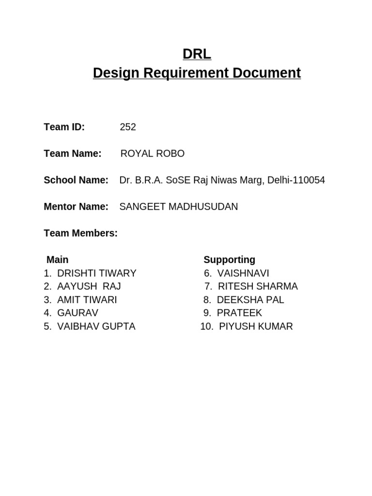 DRL Design Requirement Document | PDF | Manufactured Goods