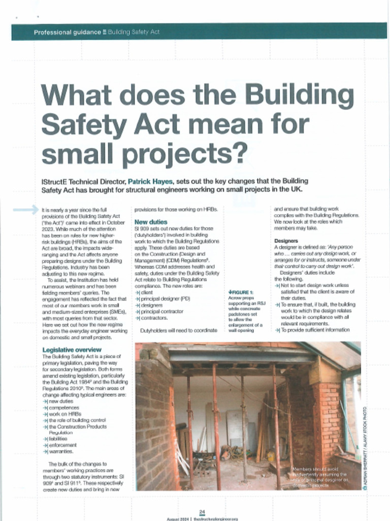 IStructE - What Does The Building Act Mean For Small Projects | PDF