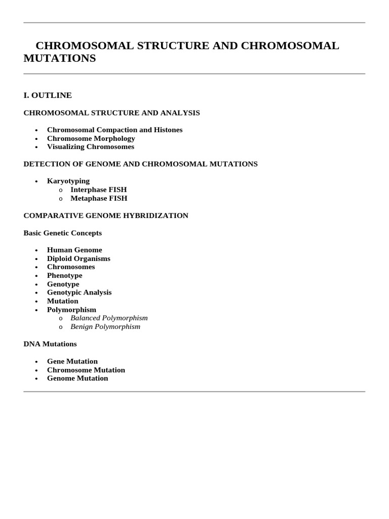 Chromosomal Structure and Mutations Guide | PDF | Chromosome ...