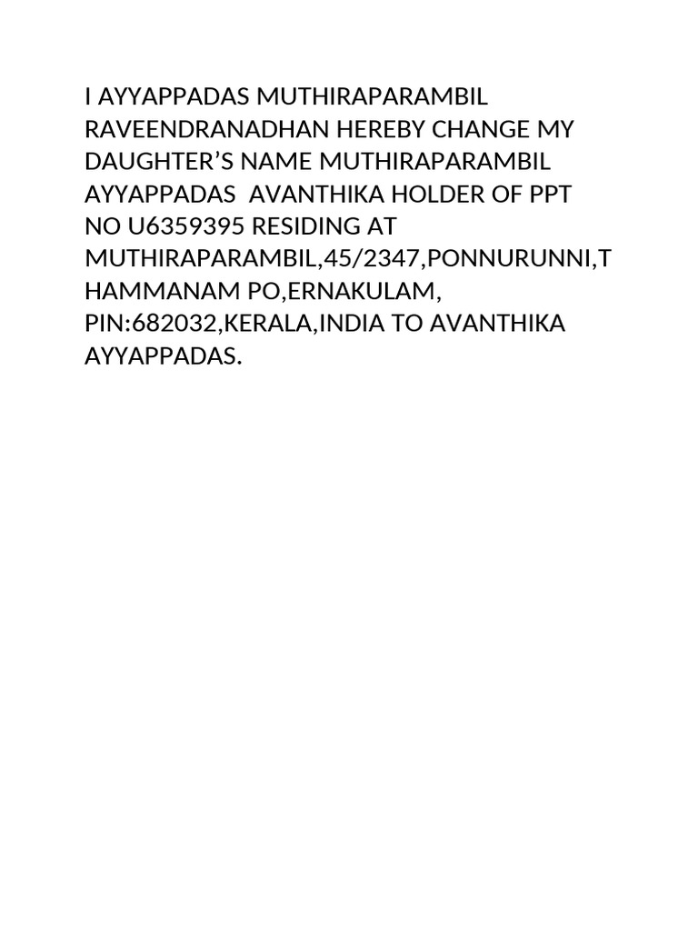 Avanthika Namechange | PDF