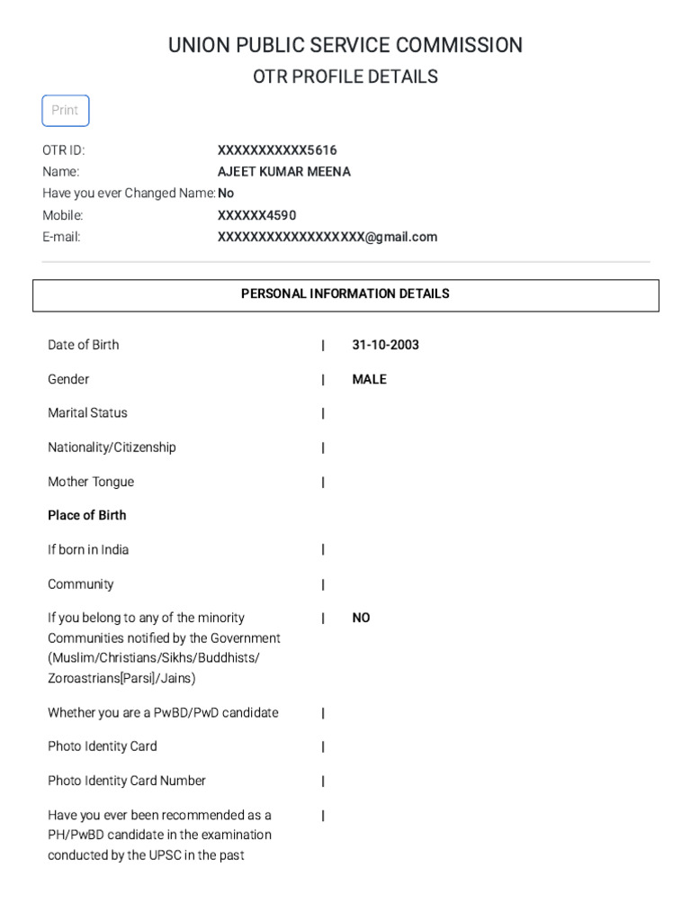 View Otr Profile - Upsc | PDF
