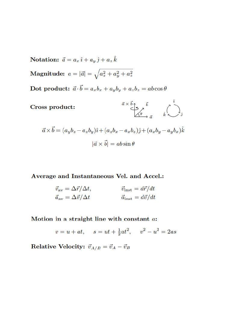 Physics Formulas Class 11 | PDF