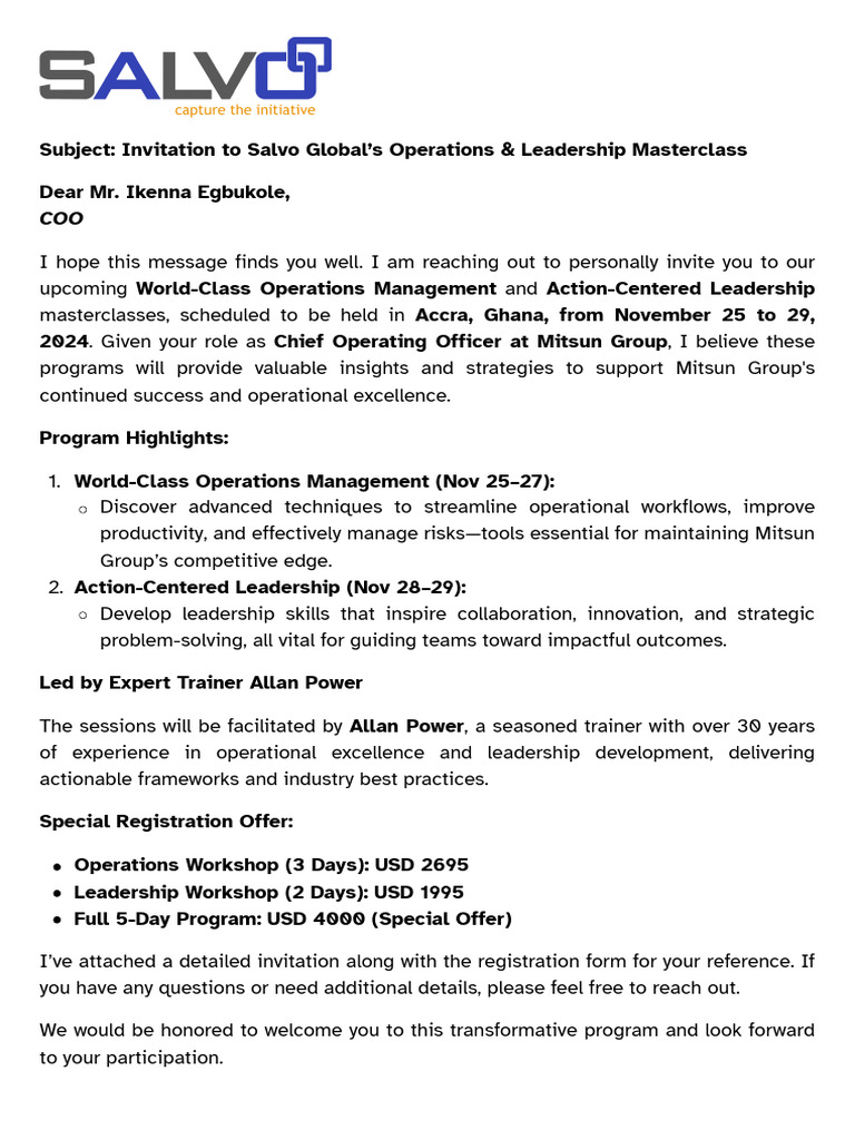 Mitsun Group Leadership Masterclass Invite | PDF