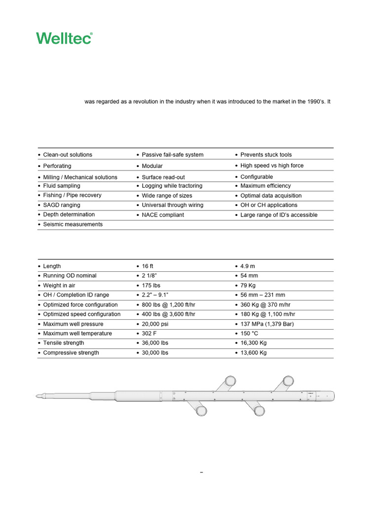 Downhole Tractor Specifications and Benefits | PDF | Mechanical ...
