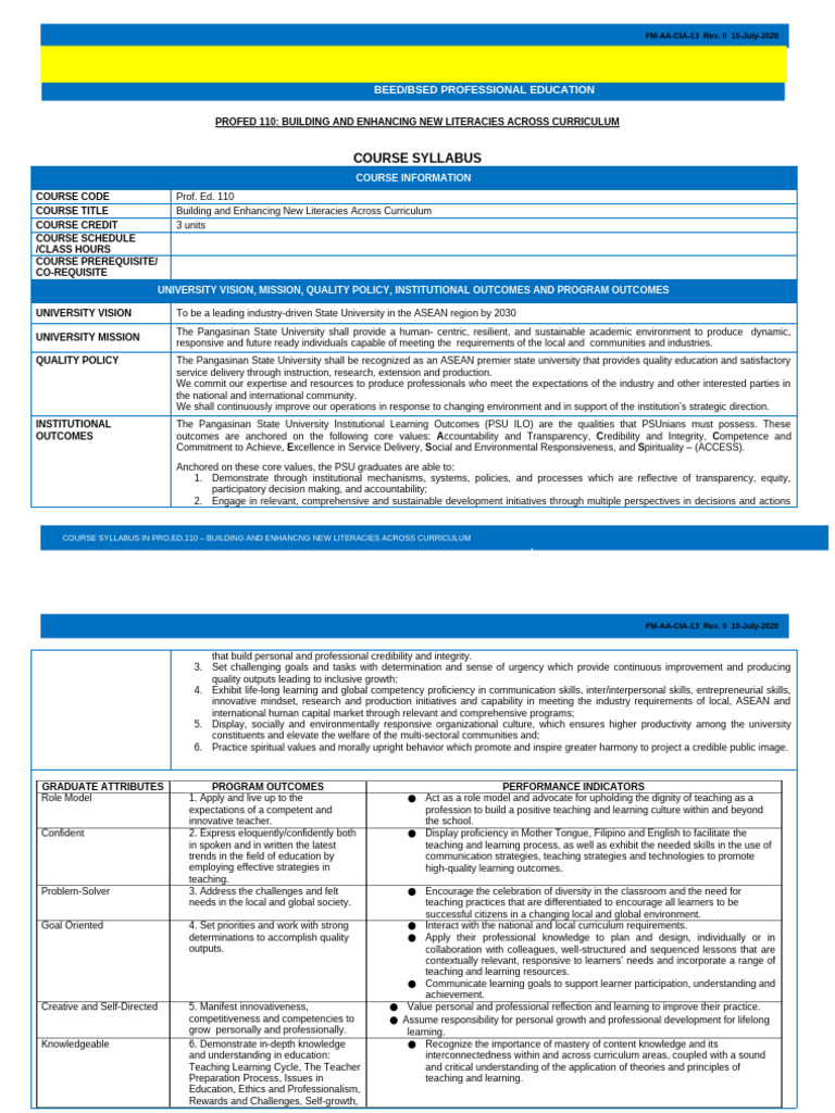 New Literacies Course Syllabus | PDF | Learning | Literacy