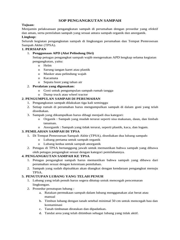 Ok Sop Pengangkutan Sampah | PDF