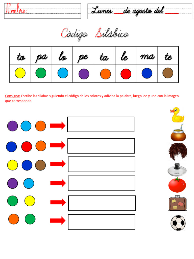 Hoja de Aplicación - Código Silábico | PDF