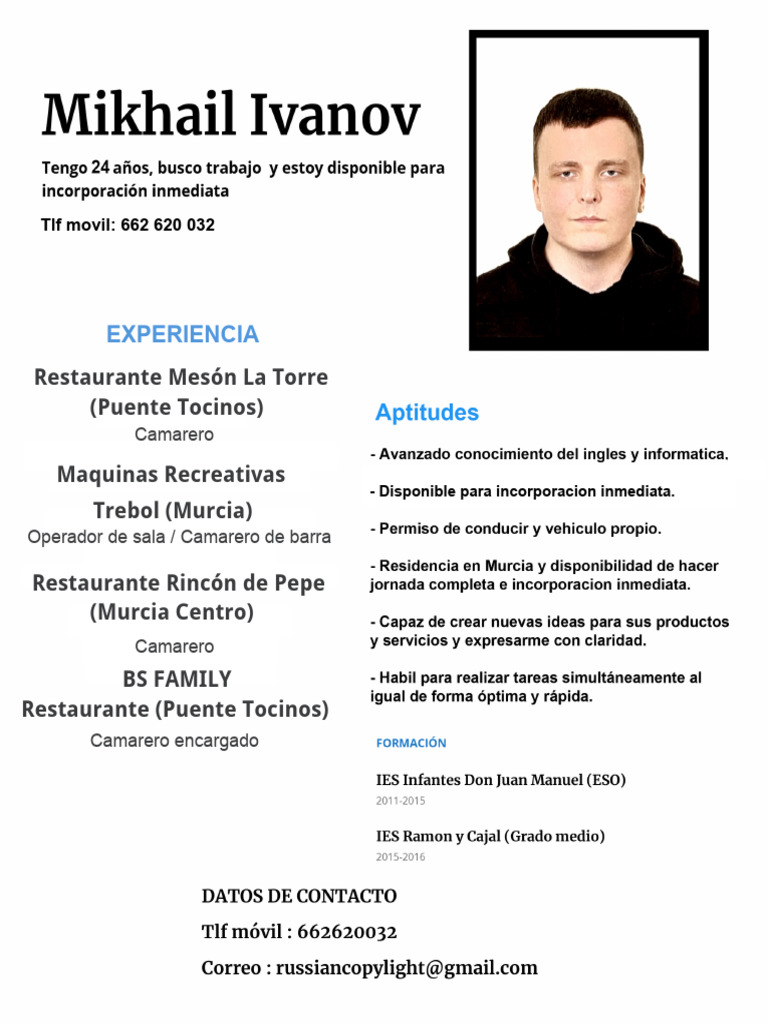 Curriculum vitae Mikhail 1 | PDF