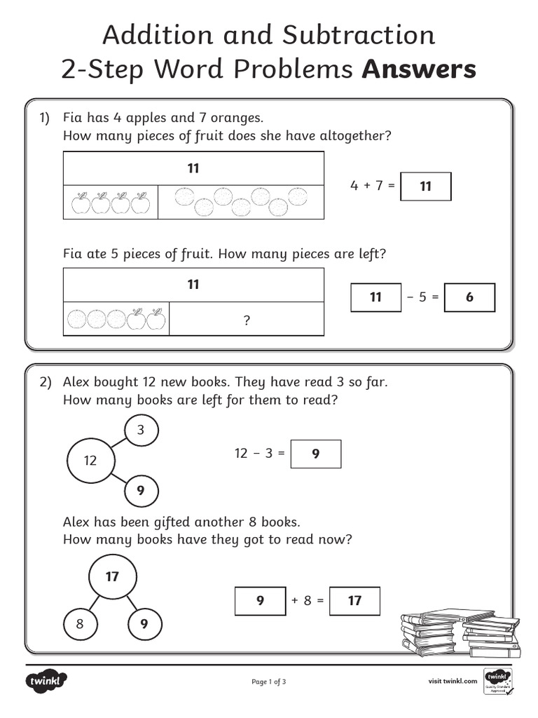 Answers - Addition and Subtraction 2-Step Word Problems | PDF