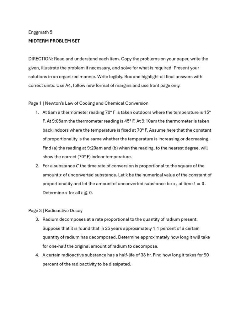 Midterm Problem Set | PDF