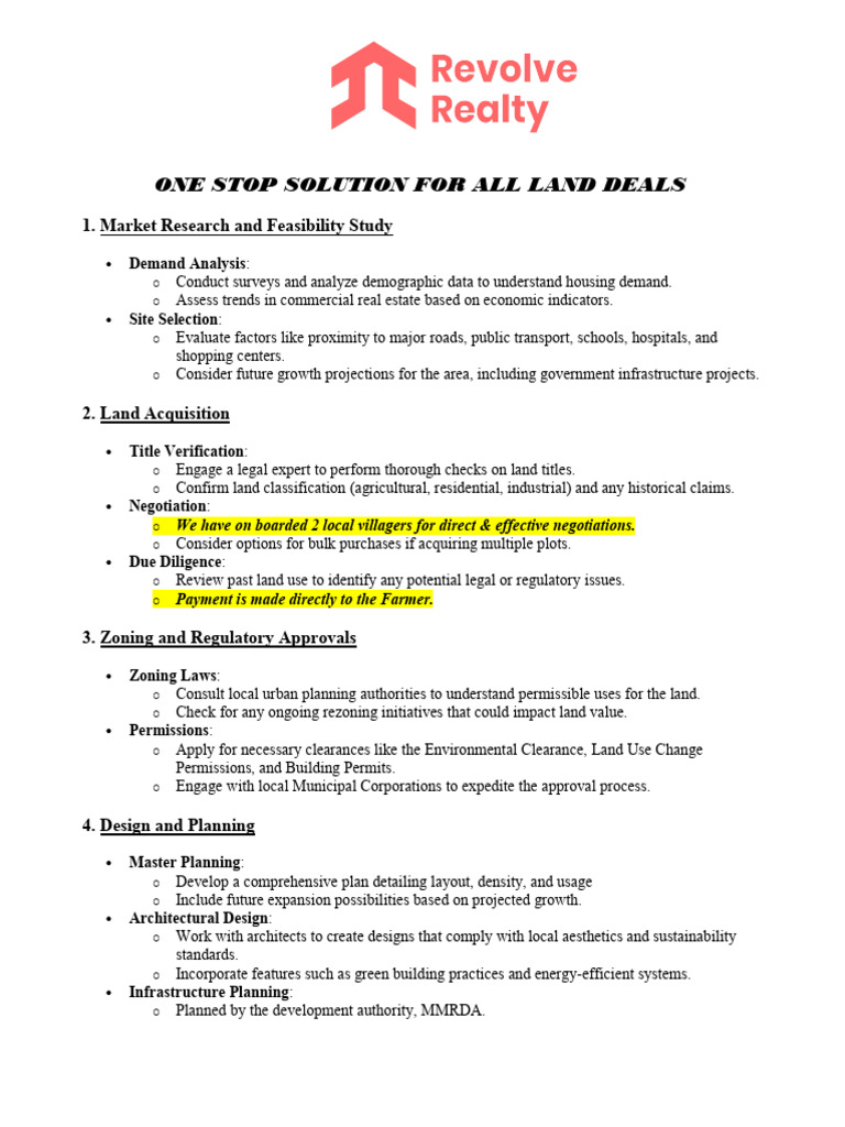 One Stop Solution For All Land Deals | PDF | Zoning | Infrastructure