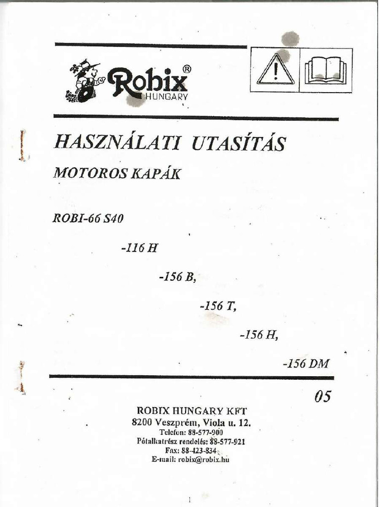Robi 66 116 156 Hasznalati Utasitas Compressed | PDF