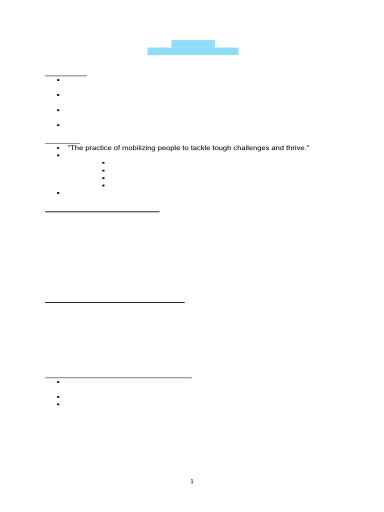 Lesson12 AdaptiveLeadership | PDF | Leadership | Theory