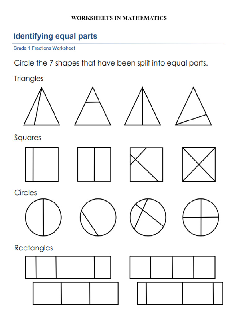Mathematics Worksheets | PDF